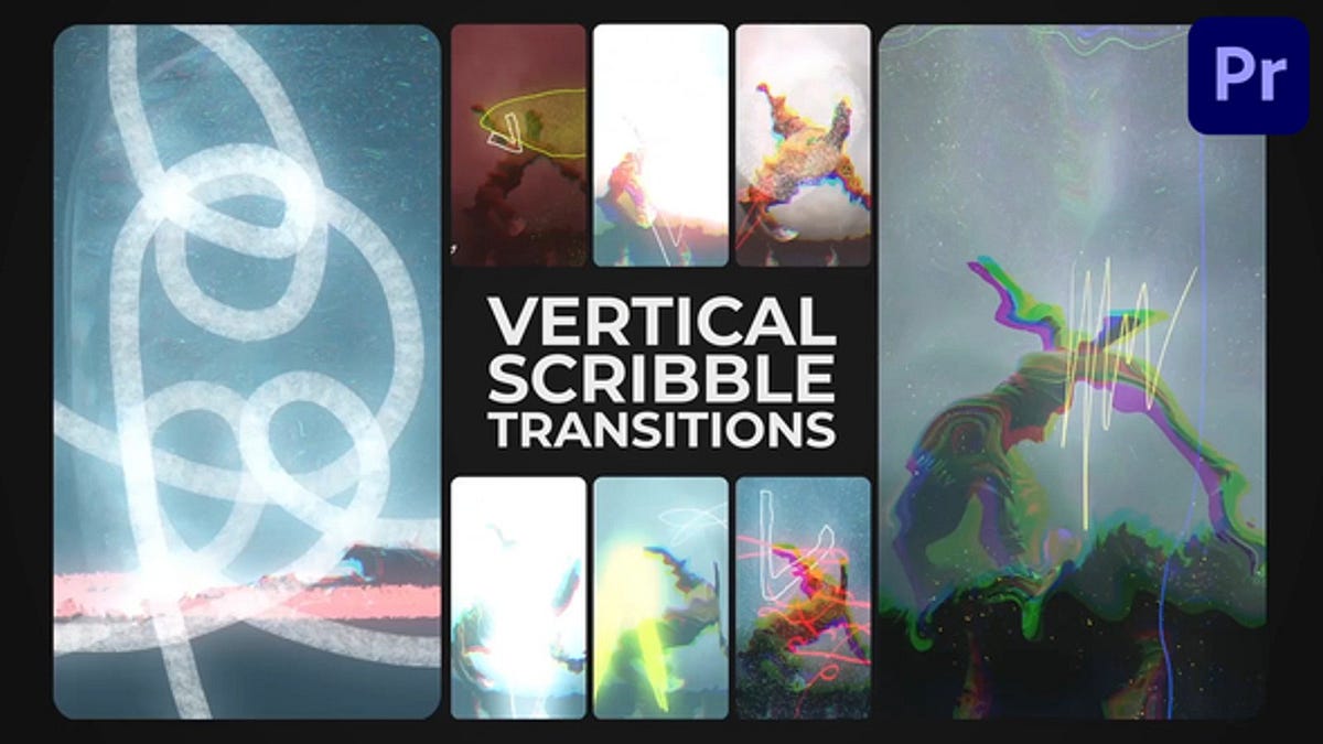 Scribble Vertical Transitions | Premiere Pro MOGRT - Prismpioneer - Medium