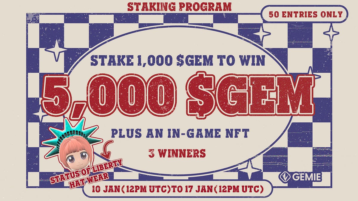 Gemie Staking Program — Stake your $GEM to win up to 5000 $GEM! | by ...