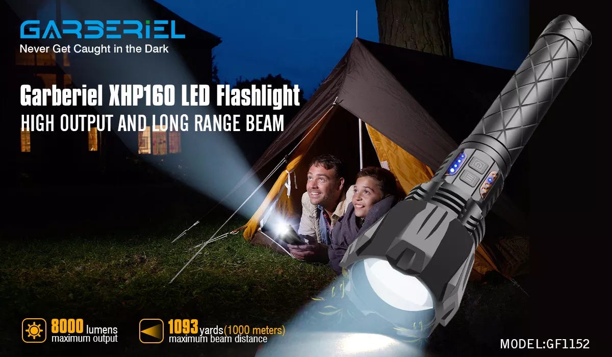 Garberiel XHP160 Led Flashlights 8000 High Lumens with 26650 Batteries ...