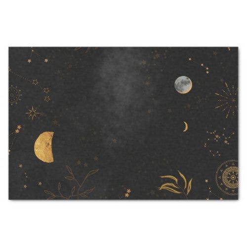 Best Price! Moons stars constellation deep night sky decoupage tissue ...