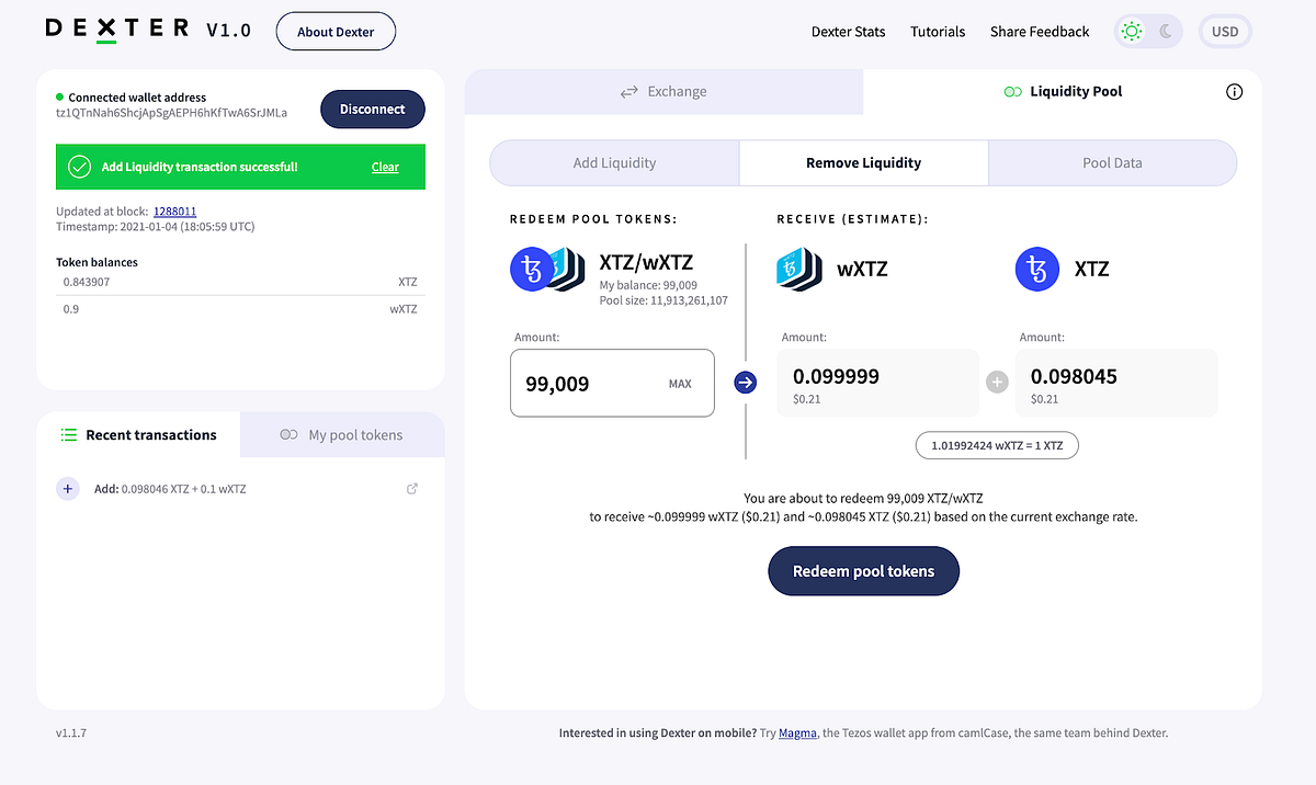 wXTZ — How to Trade and Deposit Liquidity on DEXter | by StakerDAO ...