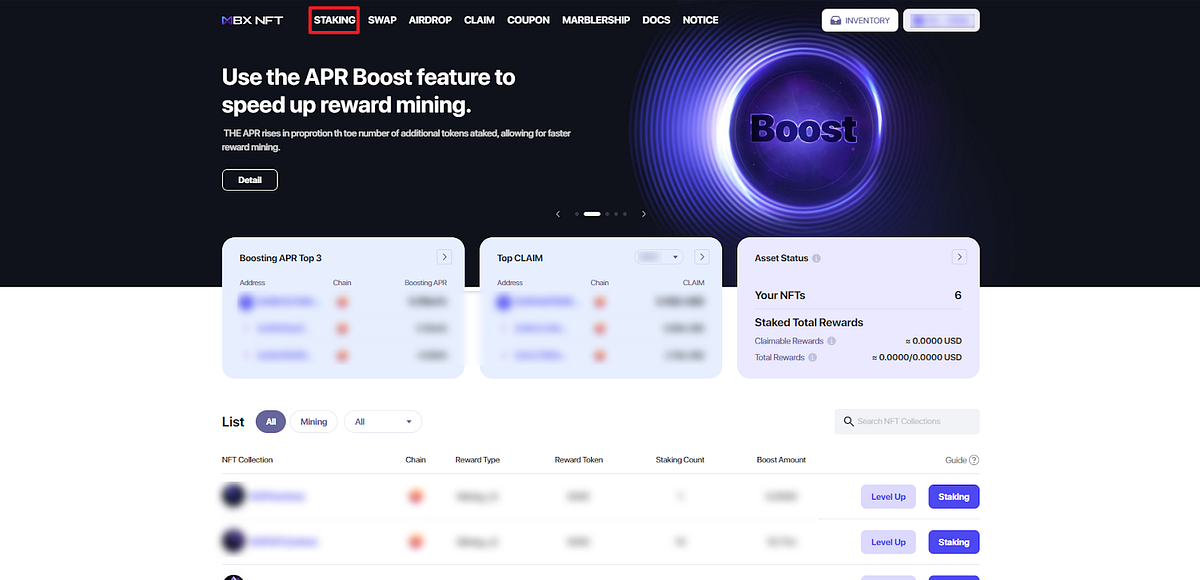 [GUIDES] MBX NFT — Using the STAKING service | by MARBLEX | MARBLEX | Medium