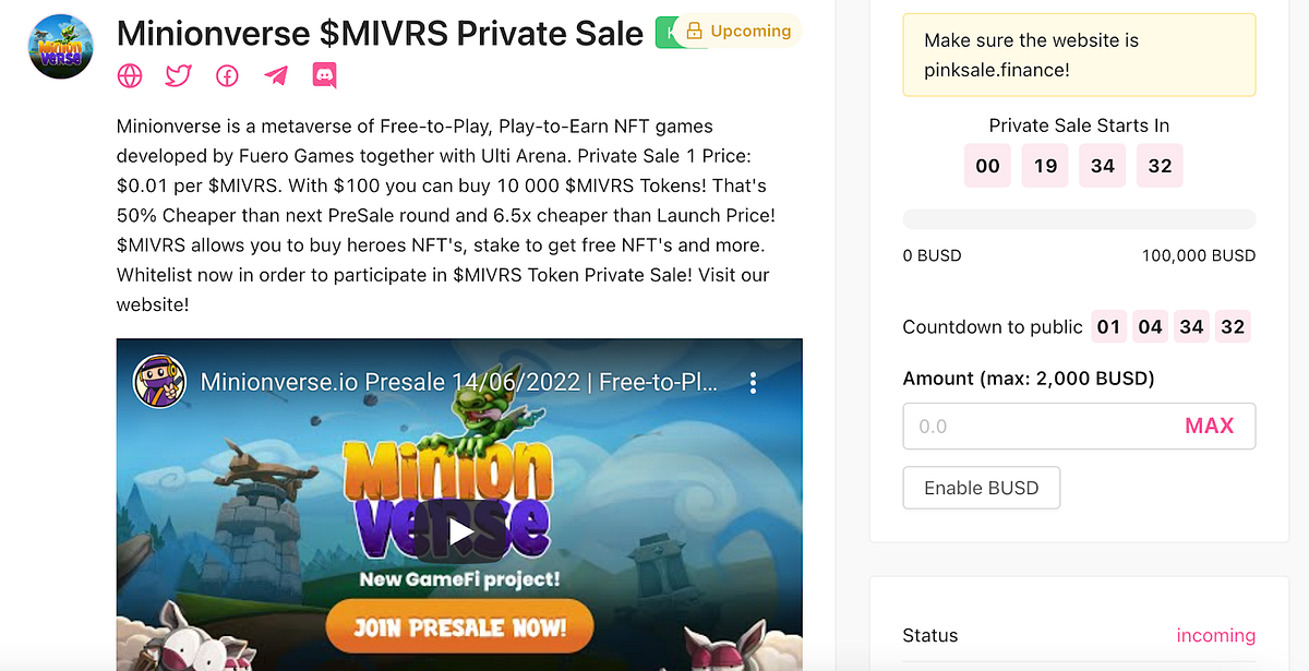 How to Particpate in the $MIVRS Private Sale | by Minionverse | Medium