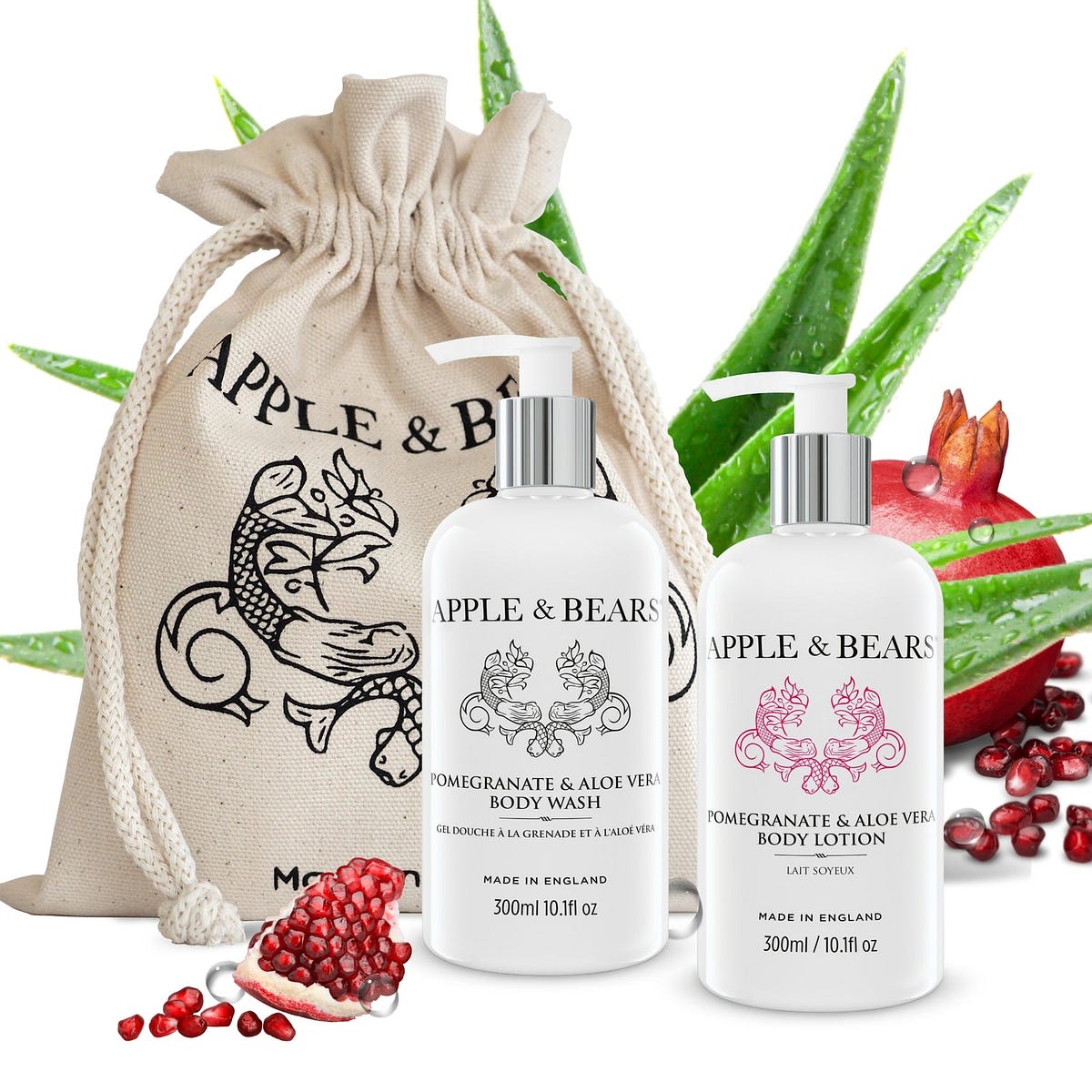Luxury Pomegranate & Aloe Vera Body wash & Lotion Gift Set - Apple ...