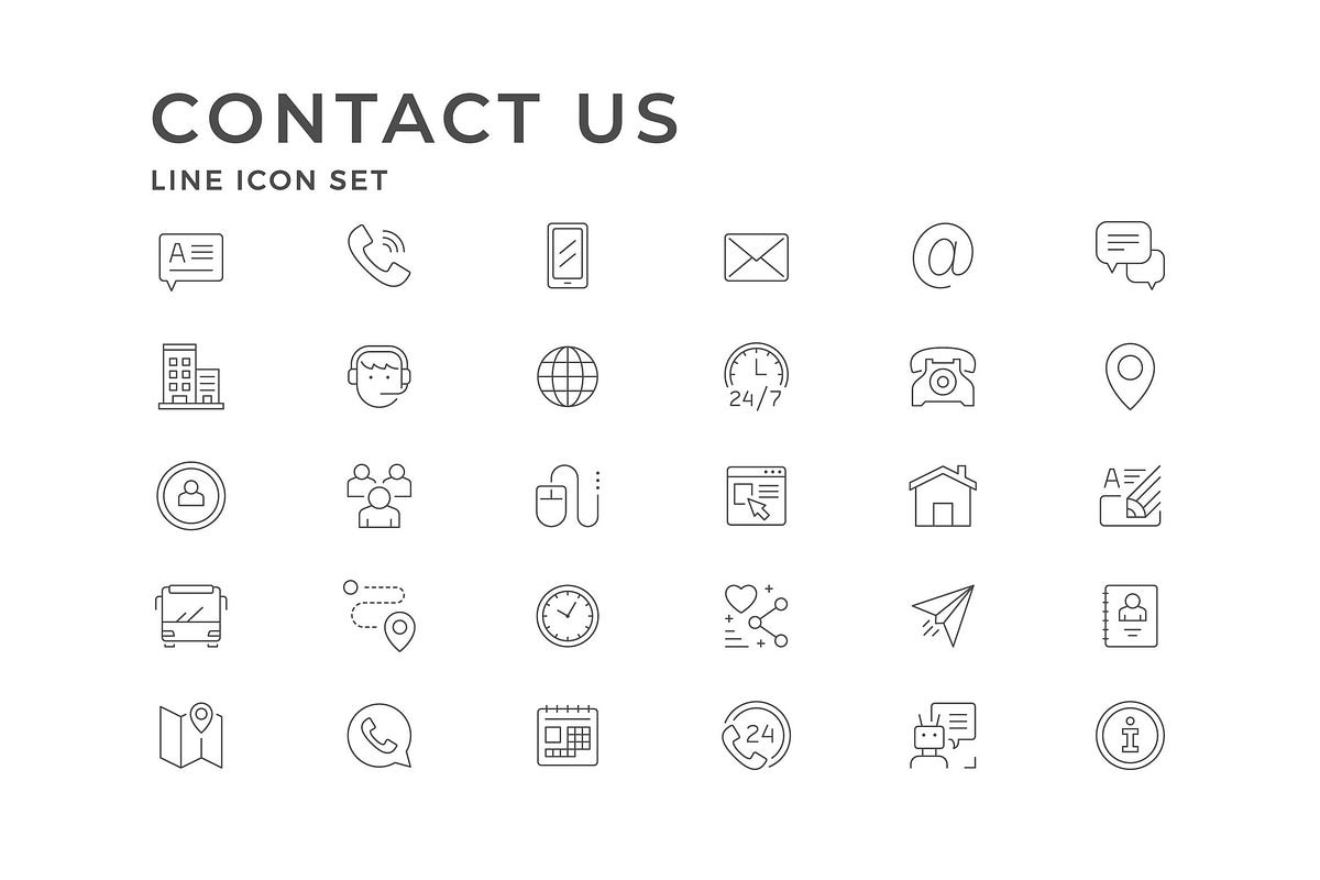 Set Line Icons of Contact Us (Icons Graphics) | by Byteblossom | Apr ...