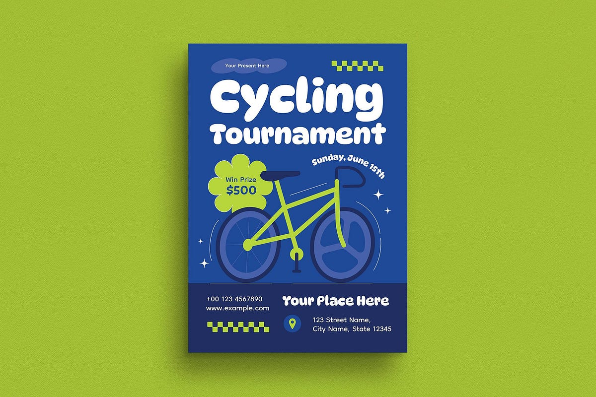 Flat Design Cycling Tournament Event Flyer - Zenzest - Medium