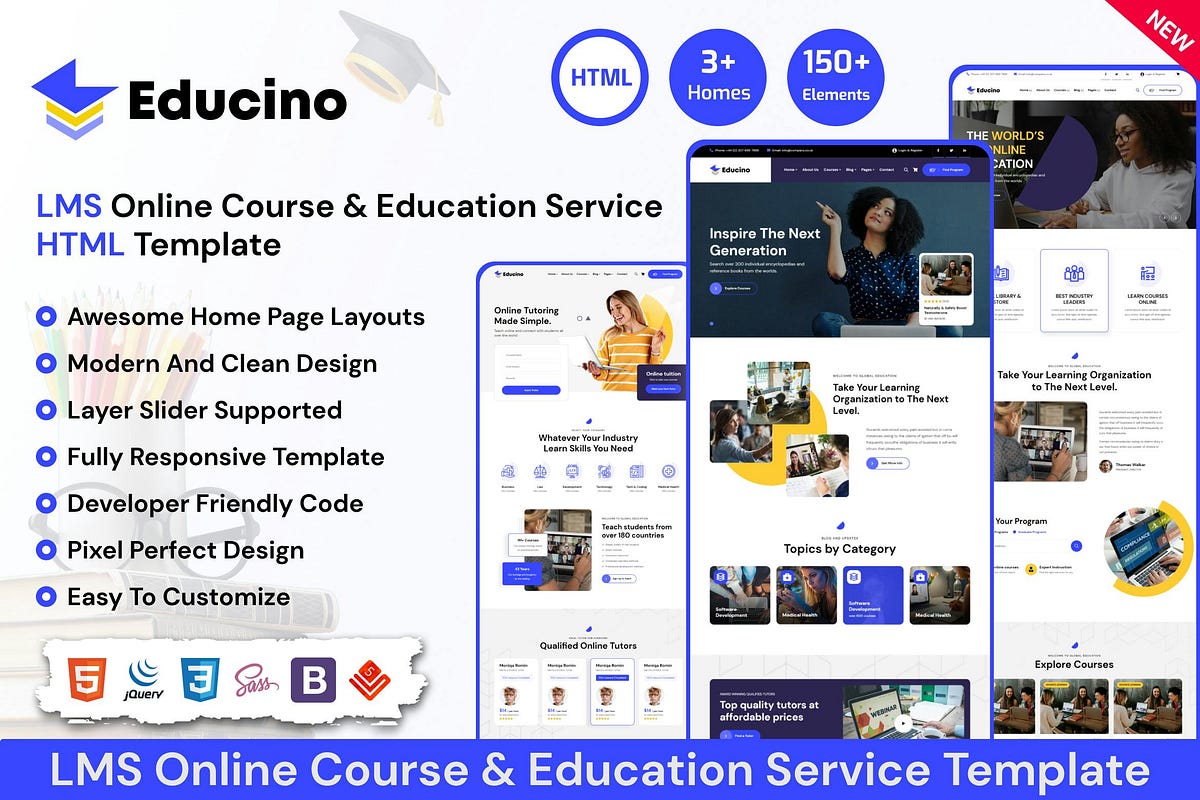 Educino — LMS, Course & Education HTML Template (Site Templates Web ...