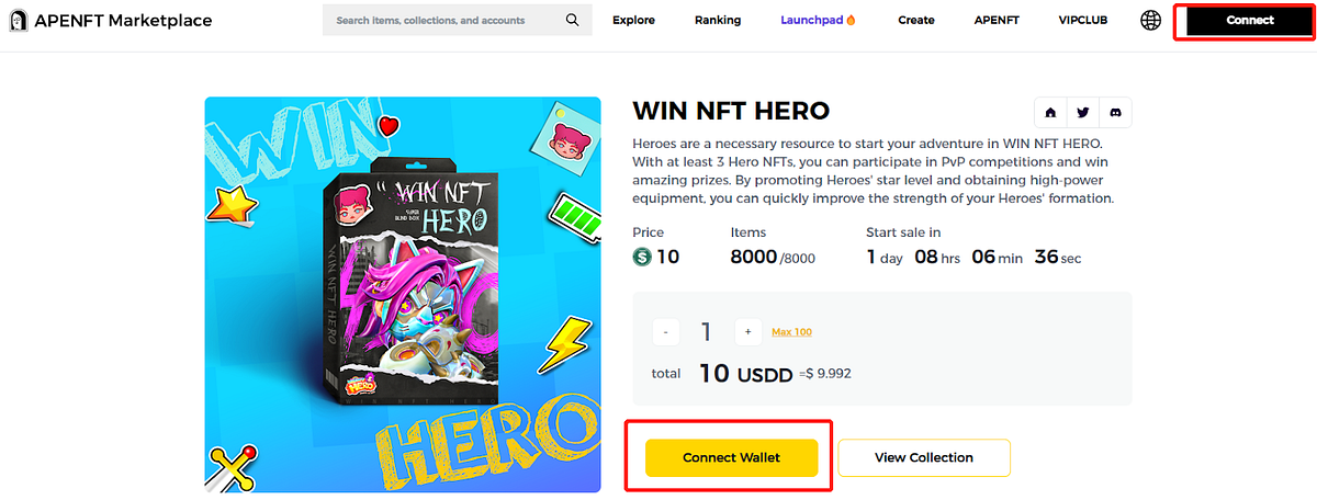 Newbie Guide for WIN NFT HERO Mystery Box Purchase on APENFT | by WIN ...