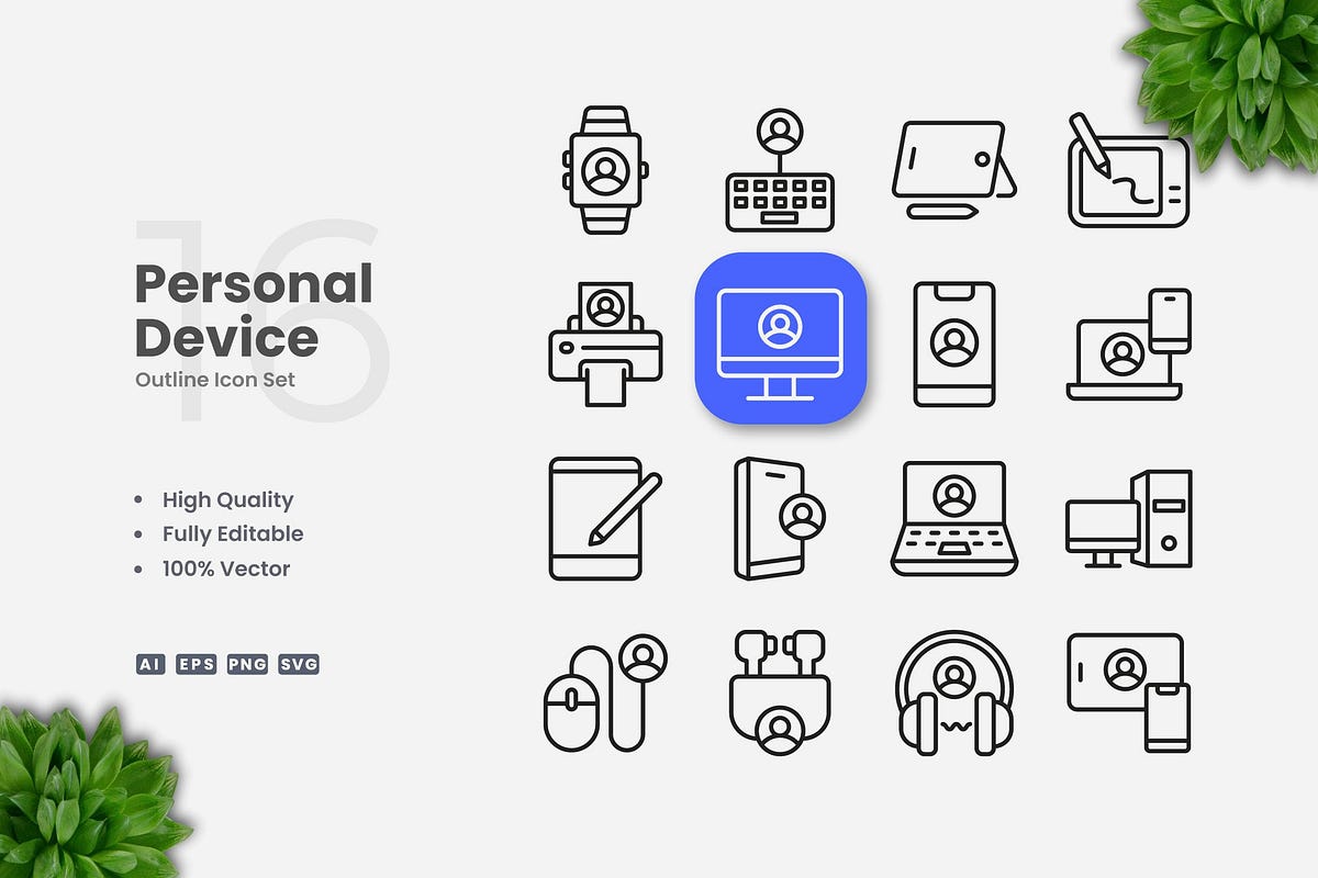 Personal Device Outline Icons - Zenzest - Medium