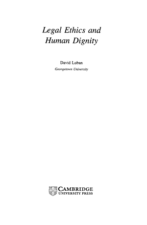 PDF/ePub Legal Ethics and Human Dignity (Cambridge Studies in ...
