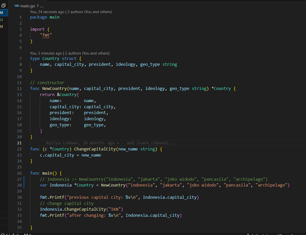 Golang Method Struct Contrived Exmpl | by Auliya Lukman | Medium