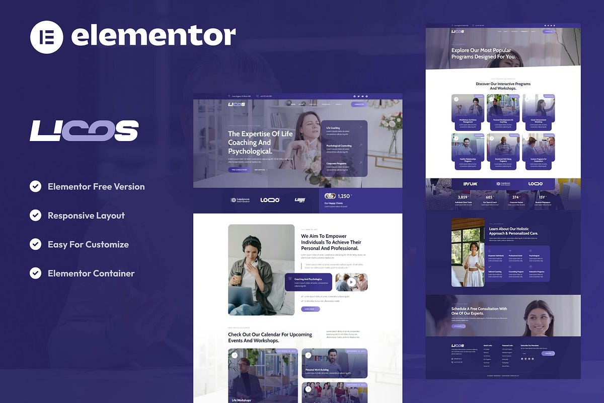 Licos — Life Coach & Psychologist Services Elementor Template Kit | by Yvessaintlaurent | Jun ...