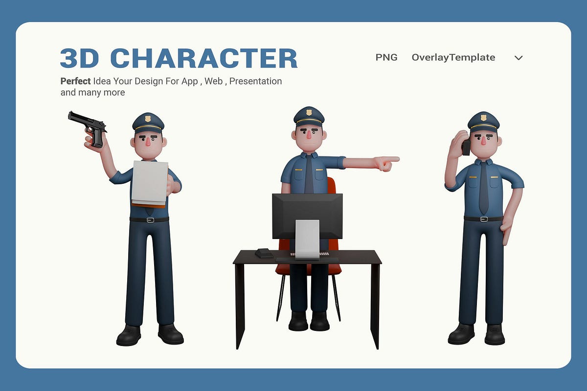 Police Officer 3D Character Set — 3 Designs | by Digitaldynamo | Jun ...