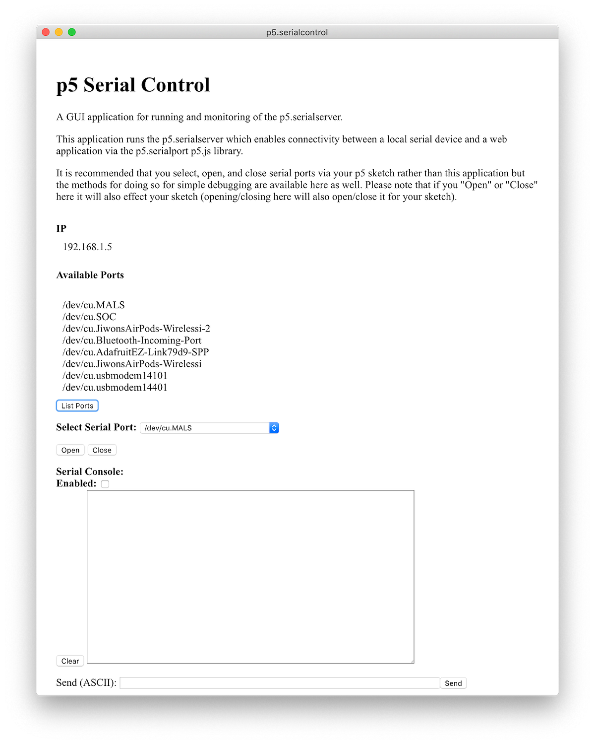 Updating and Improving p5.Serial. By Jiwon Shin, Google Summer of Code ...