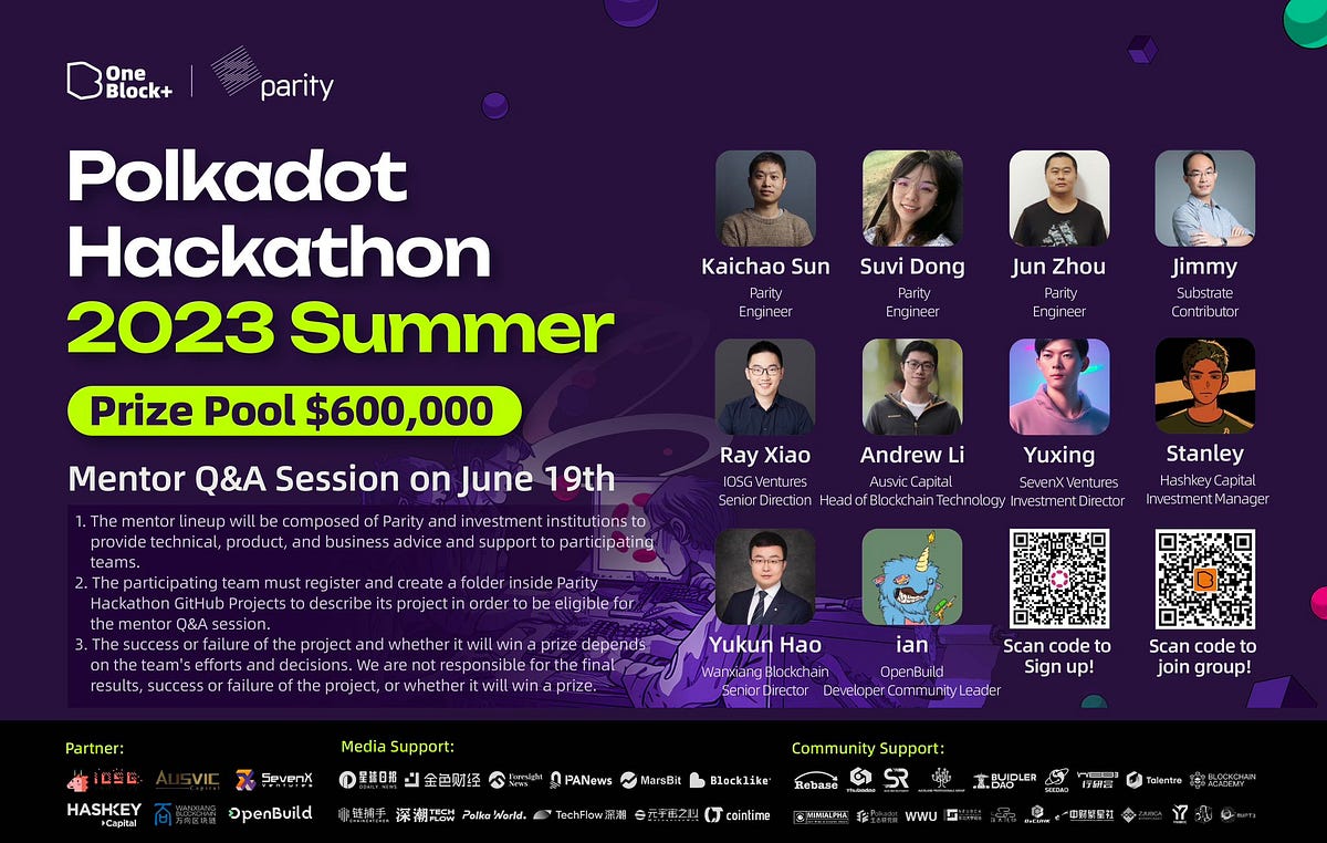 Polkadot Hackathon 2023 Summer Introduces the New Mentor Q&A Session | by OneBlock+ | OneBlock ...