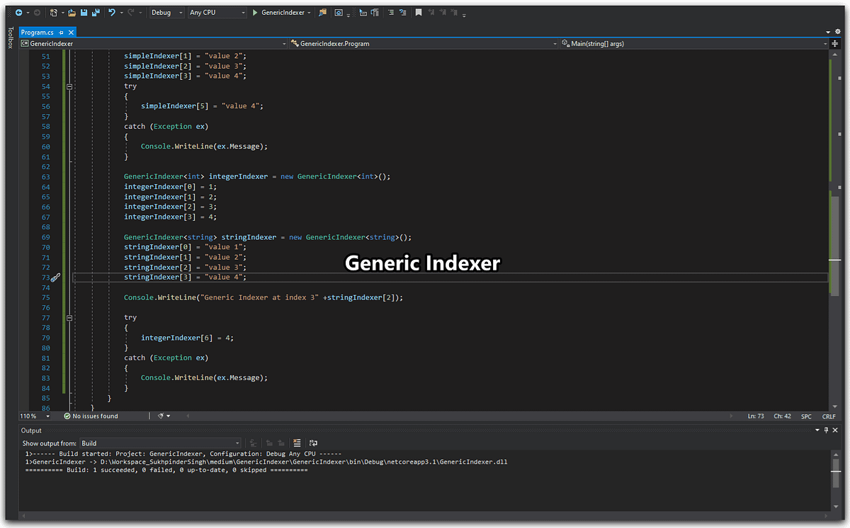 Generic Indexers .Net Core. This article demonstrates how to create ...