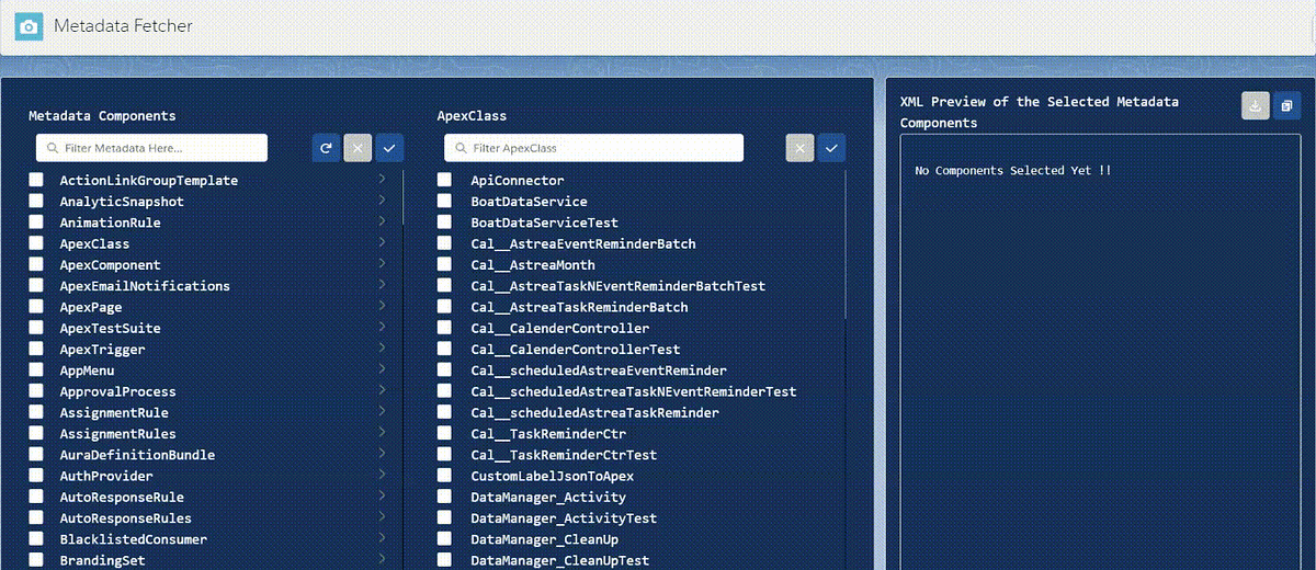 Package.xml Creator in LWC.