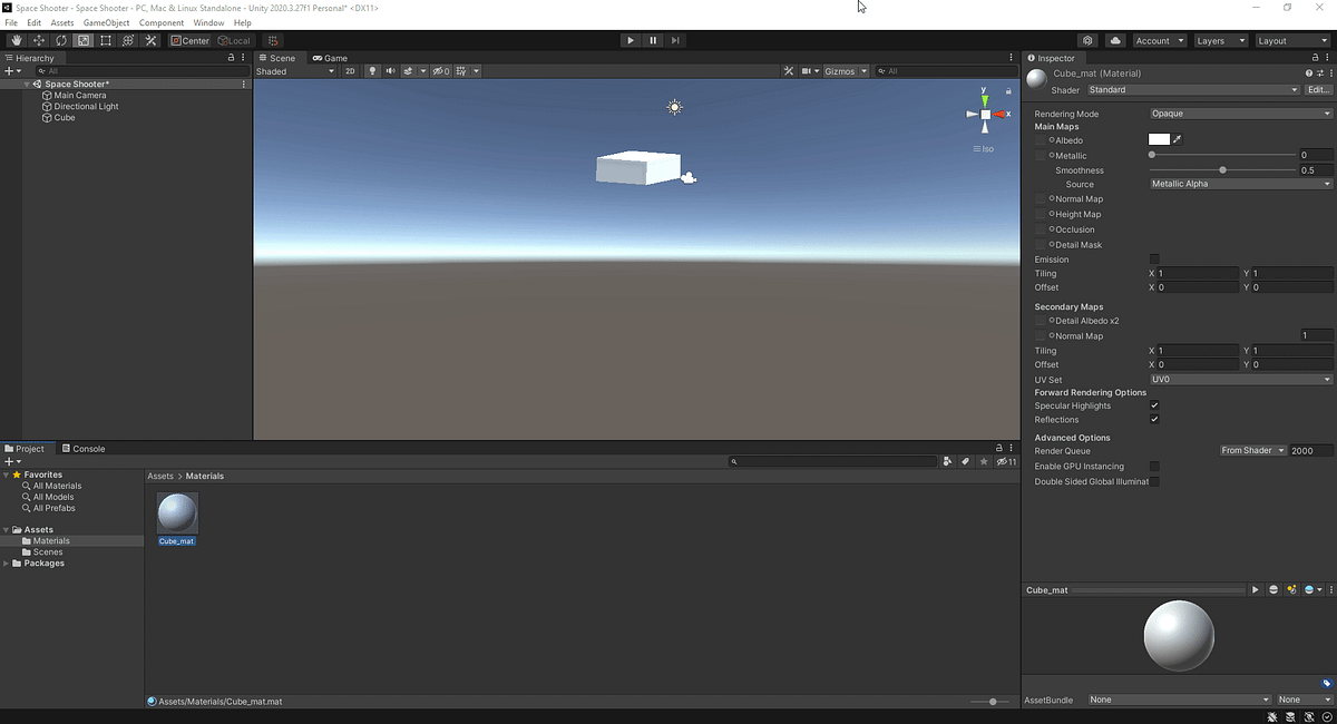 Creating a material in Unity. Objective: Create a material to change ...