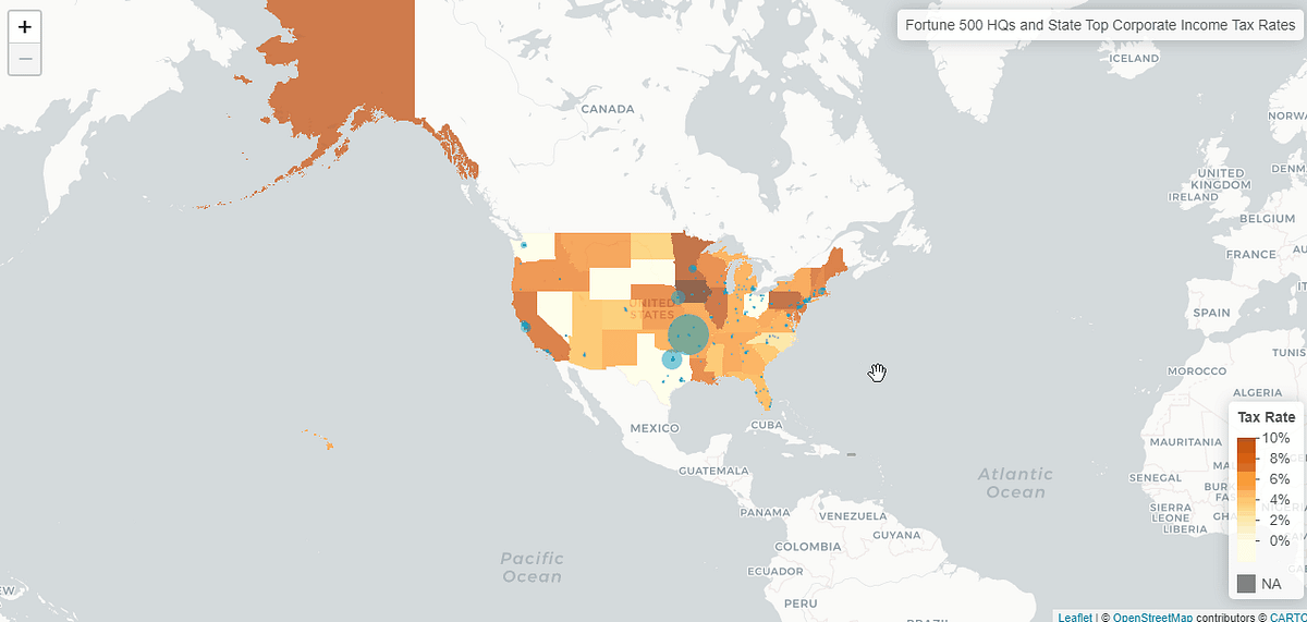 Maps of where the Fortune 500 companies in R | by Wenjun | Medium