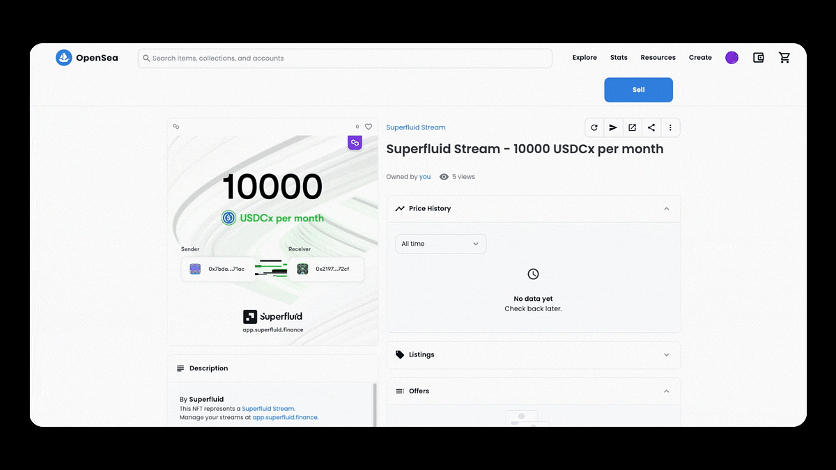 Superfluid Streams Are Now Visible as NFTs in Your Wallet | by Superfluid | Superfluid Blog | Medium