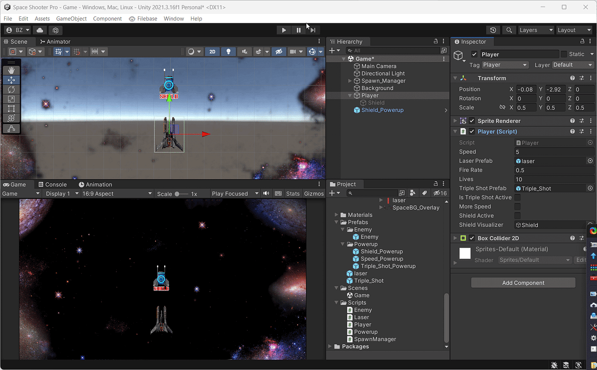 Day 20: Shield Powerup. Drag a shield sprite and set up: | by Boqin ...