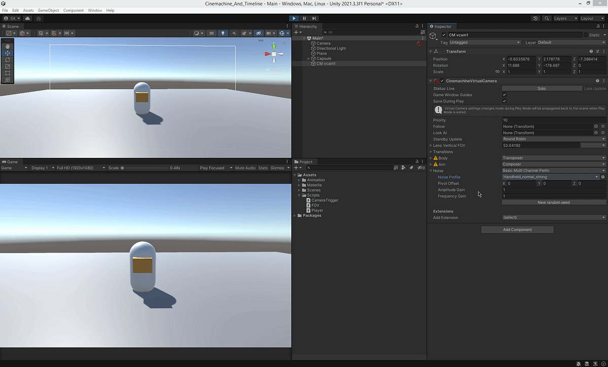 How to Create the Hand-Held Look on Unity Cameras using Noise - Suleiman Abdullah - Medium
