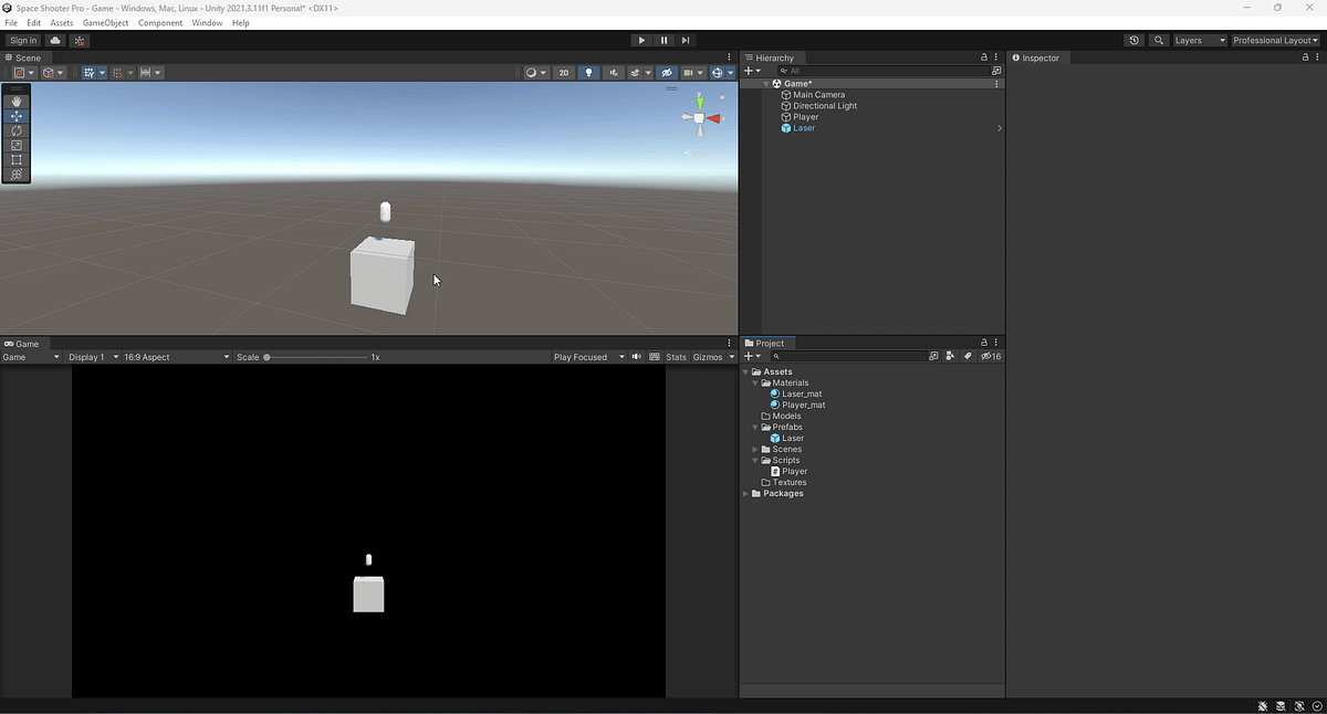 Part 7 — Shooting System > Laser Prefab | by Timothy Hutchings | Medium