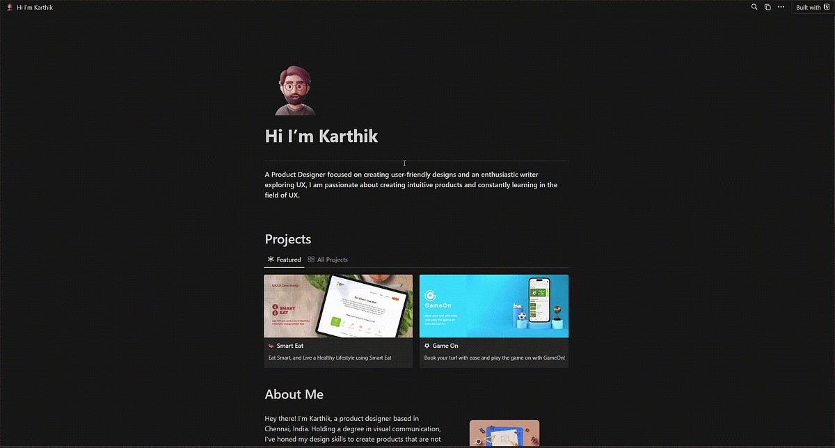 How to Build a UX Design Portfolio Using Notion Within 10 Steps | by Karthik B | Medium