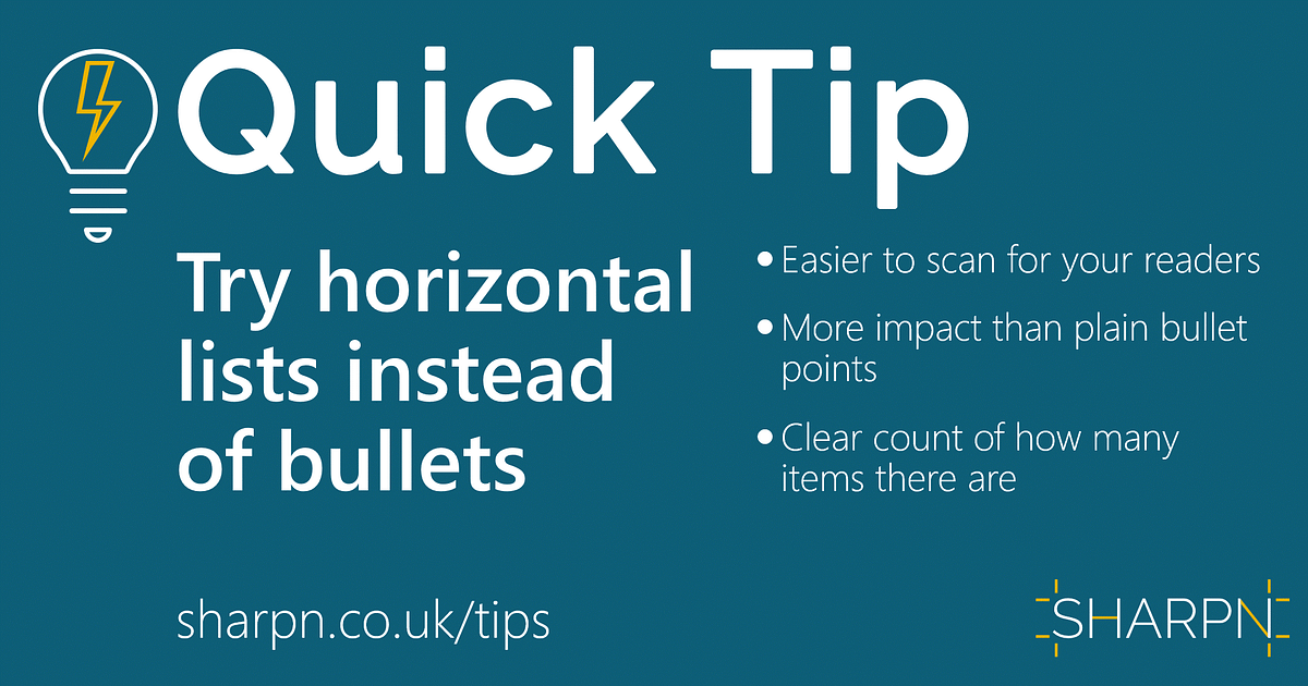 How to use horizontal lists instead of bullets | by Steve Rowland ...