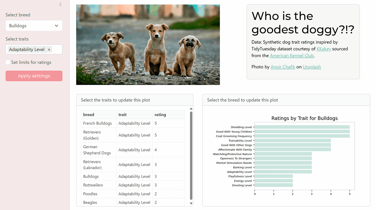 Exploring Shiny for Python With A Puppy Traits Web Application | by ...