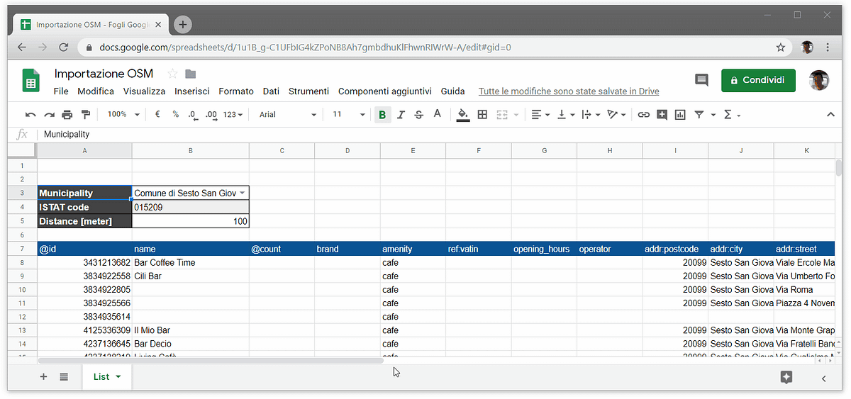 Fast and easy way to dynamically import Open Street Map data into a Google Sheet file | by ...