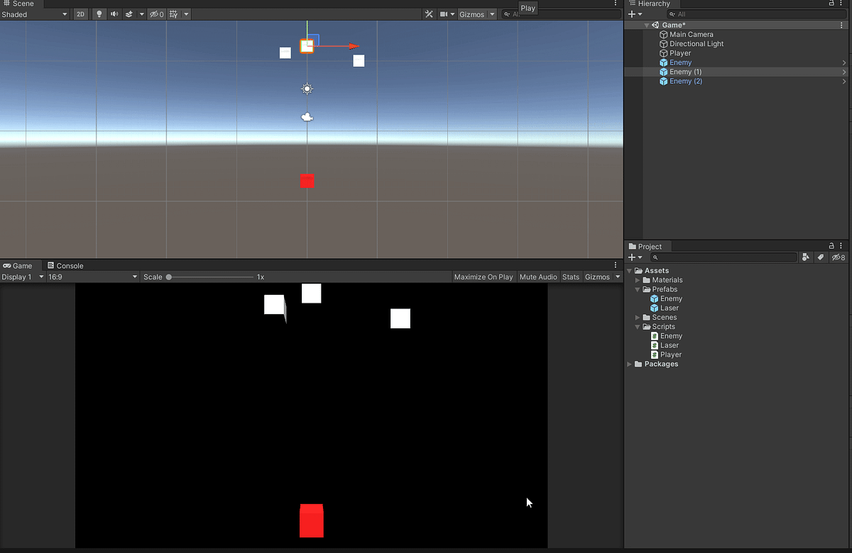 13-Destroy Enemy-Collision with Laser and Player using Physics in Unity | by YShu | Unity2D Game ...