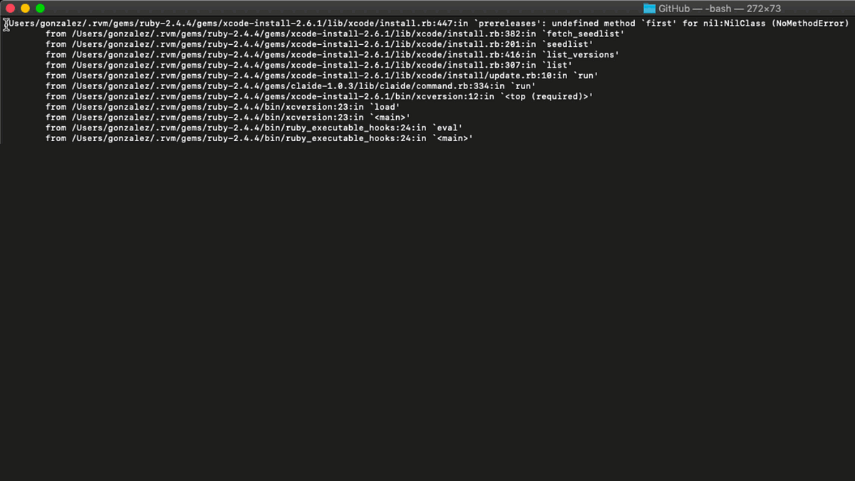 xcode-install undefined method ‘first' for nil:NilClass (NoMethodError) | by Theodore Gonzalez ...