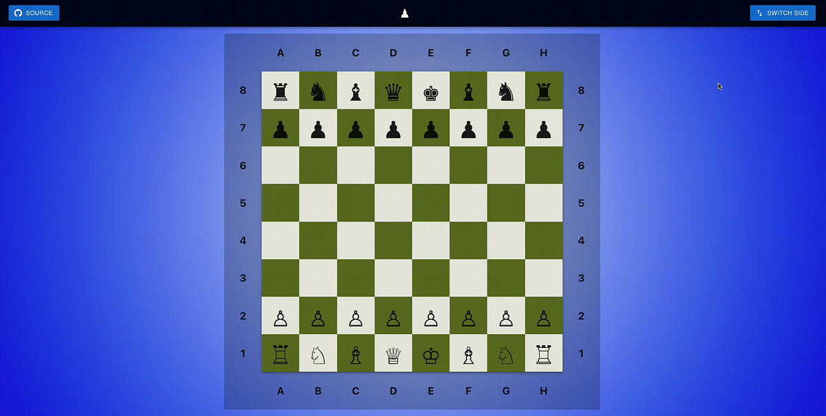 Materialize the chess board’s UI. React MUI seems to be a very ...