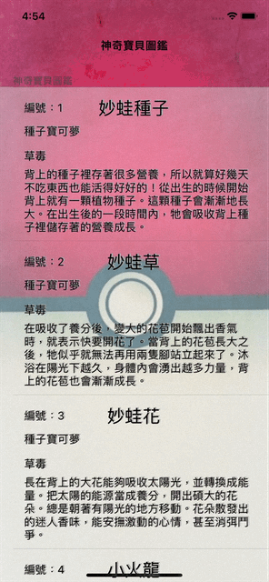 Swift小練習 13 Json格式 寶可夢圖鑑 製作動機:練習 Json 格式的文件串接,結合… By Angus 彼得潘的