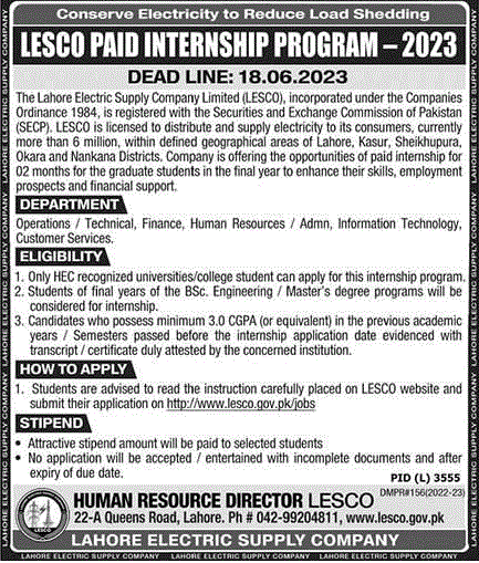 LESCO Internship Program 2023 Apply Online — Fresh Graduate | by allah ...