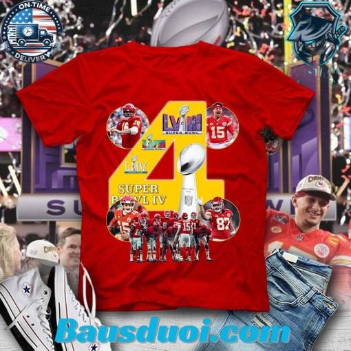 4 Time Champions With Kc Chiefs With Patrick Mahomes Tshirt | by ...