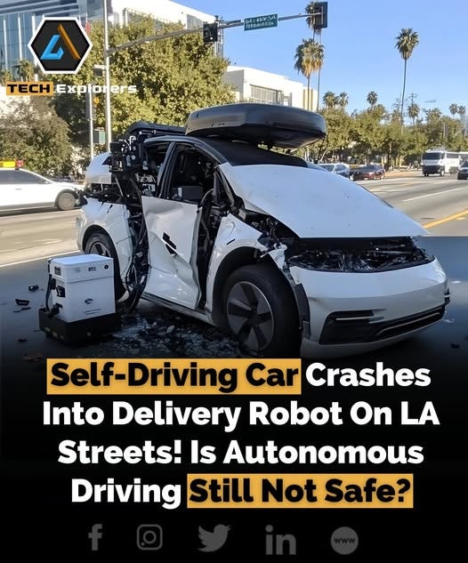 Self-Driving Car Crashes Into Delivery Robot On LA Streets! Is ...
