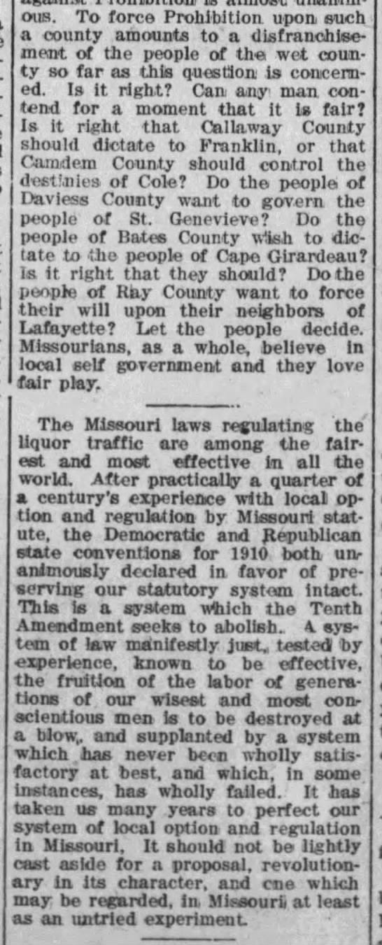 Prohibition in Gasconade County. Gasconade has an incredibly rich ...