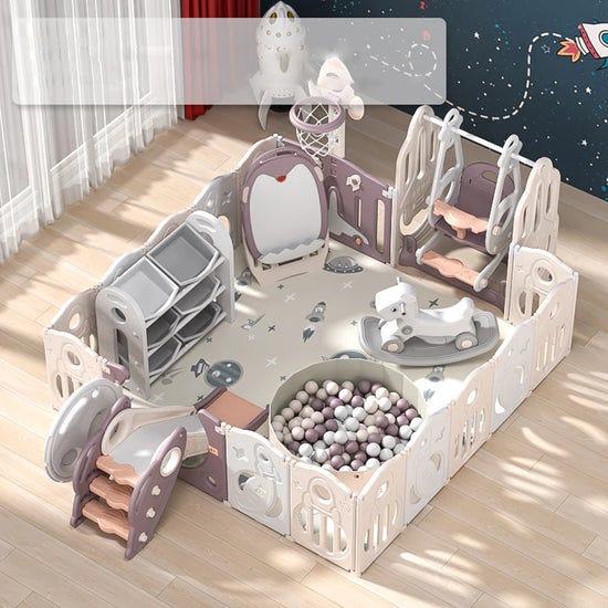 Adjustable plastic playpen. An adjustable plastic baby playpen is a ...