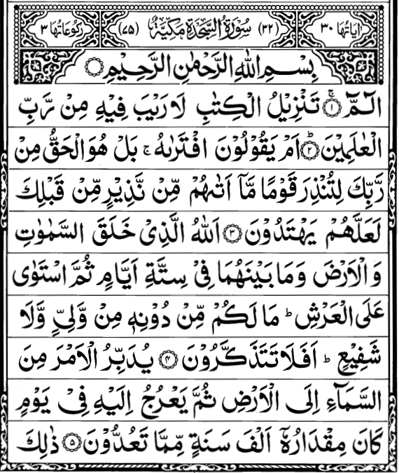 Surah Sajdah Read Online Surah Sajdah(The Prostration) It is narrated ...