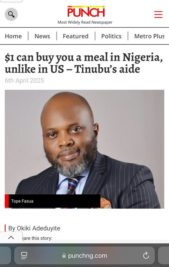 When $1 Buys A Meal, But Not Dignity: A Response to Tope Fasua’s Dollar Delusion | by From Lagos ...