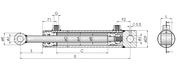 Double acting cylinder with end plug hole — CFF - Biscelligeco - Medium