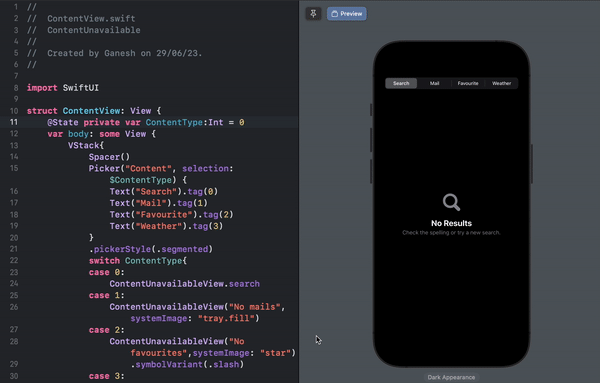 [SwiftUI] ContentUnavailableView. In iOS 17, Apple introduced… | by Ganesh Raju Galla | Jun ...