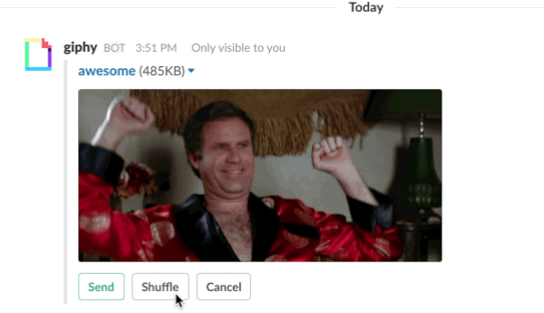 Giphy adds Preview/Shuffle to Slack | by Sunil Pithwa | Medium