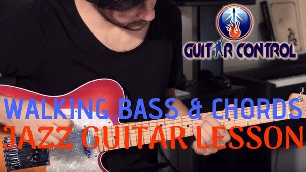 How To Play Walking Bass and Chords on Guitar — Easy Guitar Lesson On ...