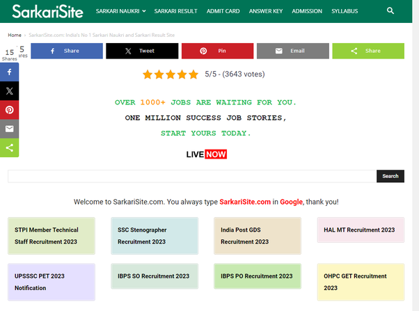 SarkariSite.com: India’s No 1 Sarkari Naukri and Sarkari Result Site ...