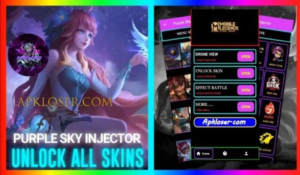 Purple Sky Injector Apk v2 (Unlock ML Skin) New Update 2024 Download ...
