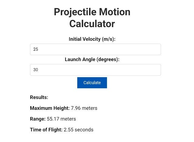 Projectile Motion Calculator — Understanding the Physics of Projectiles ...