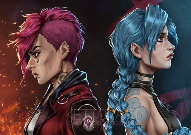 Jinx’s and Vi’s relationship. By Andrea Pieters | by Andrea_Pieters ...